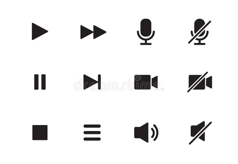 Audio, Video, Music Player Button Icon. Sound Control, Play, Pause ...