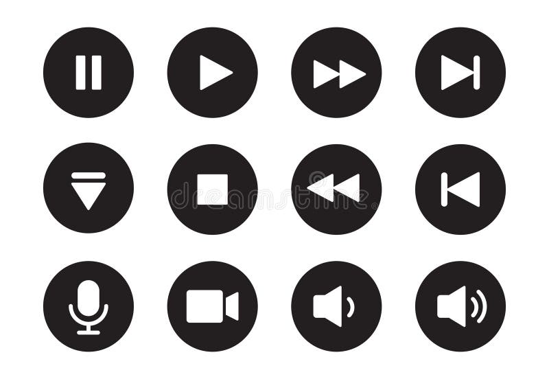 Audio, Video, Music Player Button Icon. Sound Control, Play, Pause ...