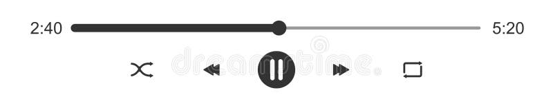 Audio or Video Player Progress Loading Bar with Time Slider. Pause ...