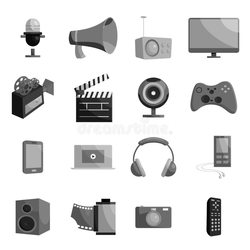 Audio and Video Set, Black Monochrome Style. Editorial Photography ...