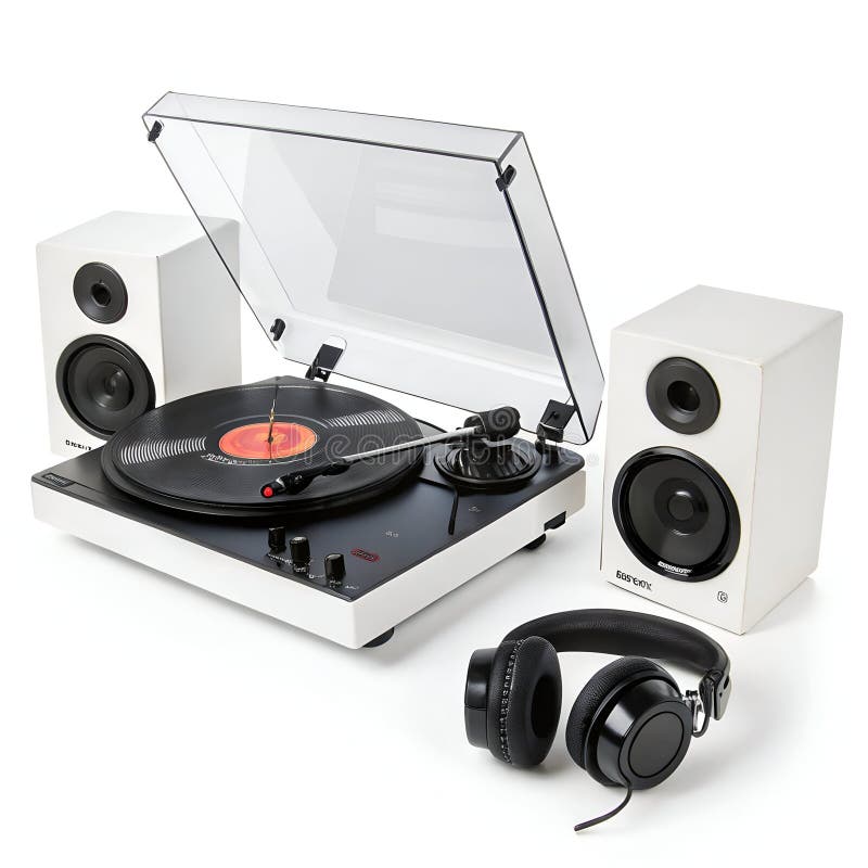 Audio and Vinyl Set Isolated on White Background Stock Illustration ...