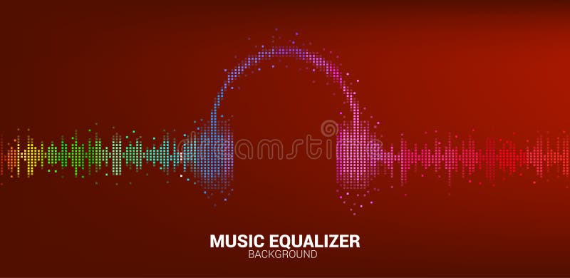 Audio Visual Headphone Icon with Pixel Wave Graphic Style Stock ...