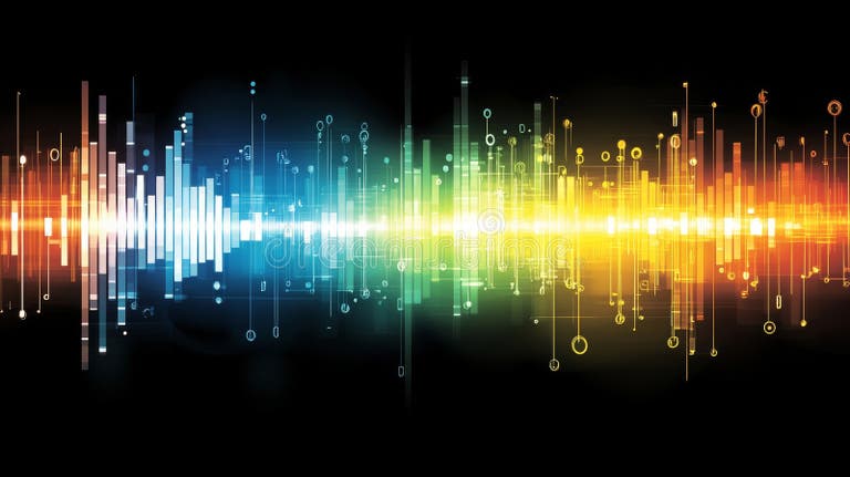 Audio Visual Media Spectrum Vibrant Waves and Patterns Representing ...