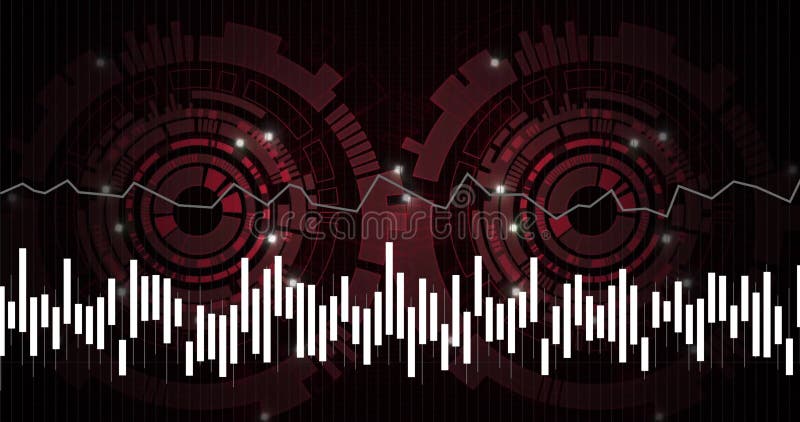 Audio Waveform Animation Over Red and Black Futuristic Digital ...