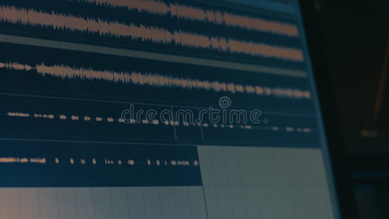 Audio Waves on a Computer Screen. Voice Recording for Music Stock Video ...