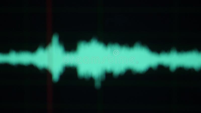 Screen Close Up. Voice Sound Wave or Waveform Display on Monitor. Audio ...