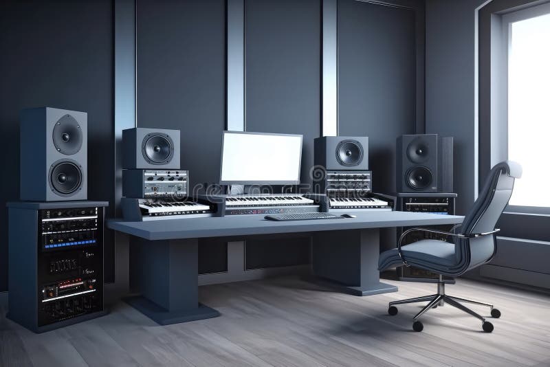 Audio Workplace Recording Studio Computer Music Studio Stock ...