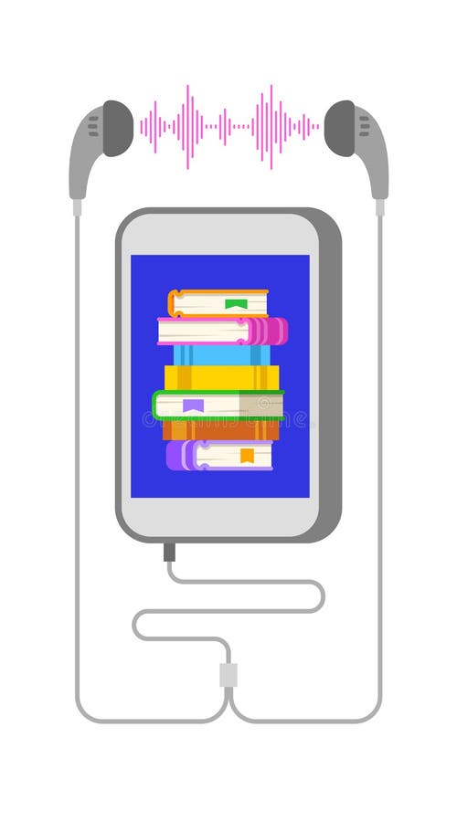 Audiobook on Smartphone with Earphones Flat Concept Stock Vector ...