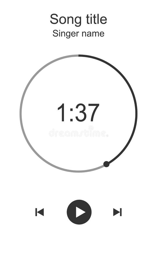 Audioplayer Interface With Round Loading Bar Timer Rewind Play And Fast Forward Buttons