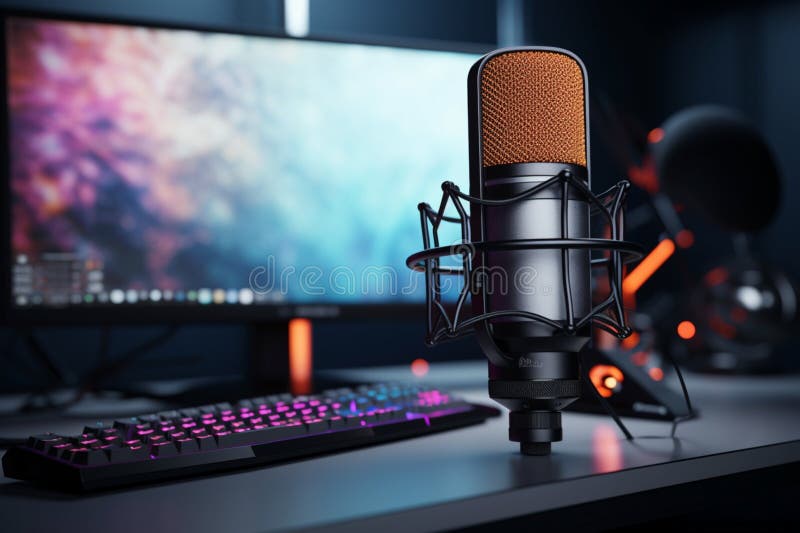 Audiovisual Charm Close Up Studio Microphone with Gaming Computer, 3D ...