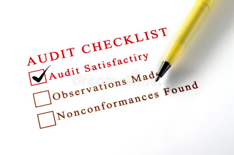 Audit Checklist, with Tick Against on White Paper. Stock Photo - Image ...