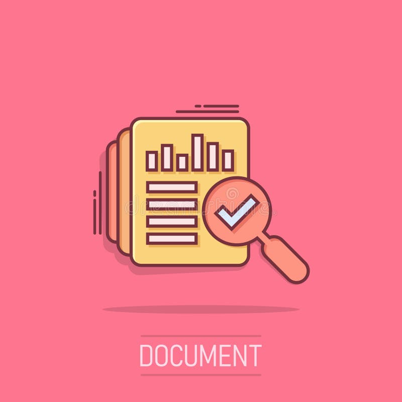 Audit Document Icon in Comic Style. Result Report Vector Cartoon ...