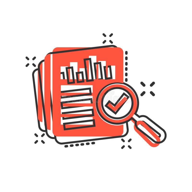 Audit Document Icon in Comic Style. Result Report Vector Cartoon ...
