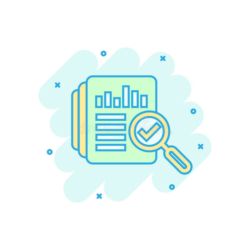 Audit Document Icon in Comic Style. Result Report Vector Cartoon ...