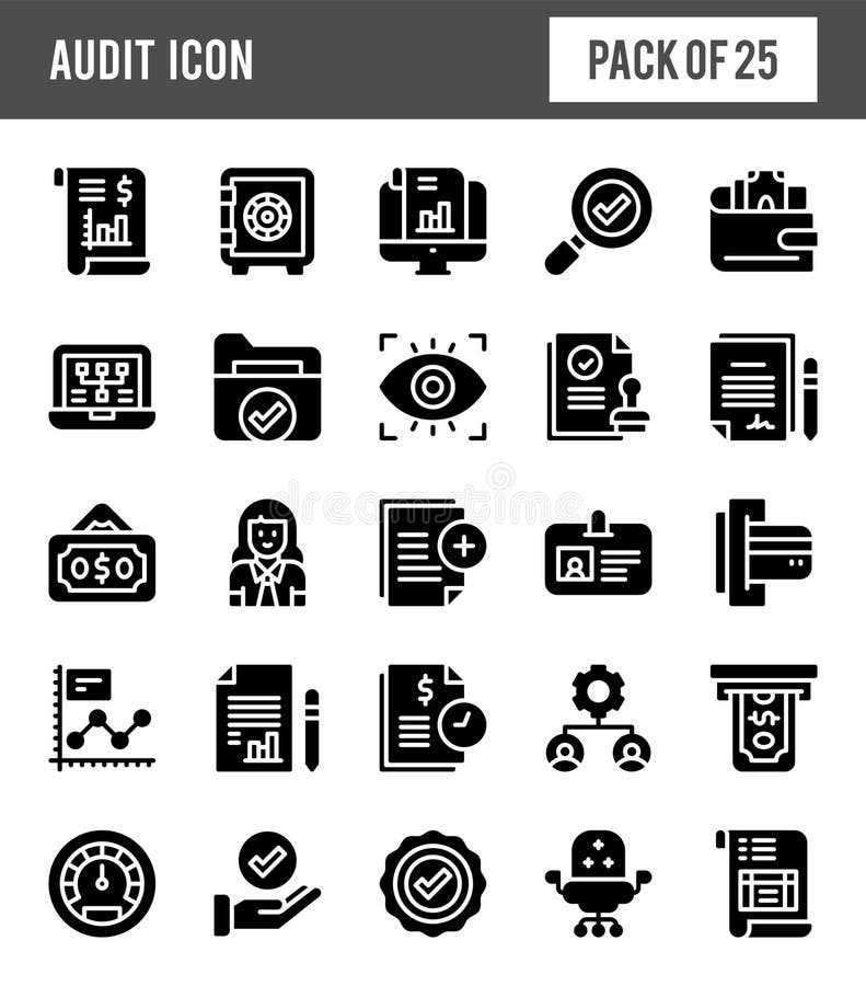 25 Audit Glyph Icon Pack. Vector Illustration Stock Vector ...