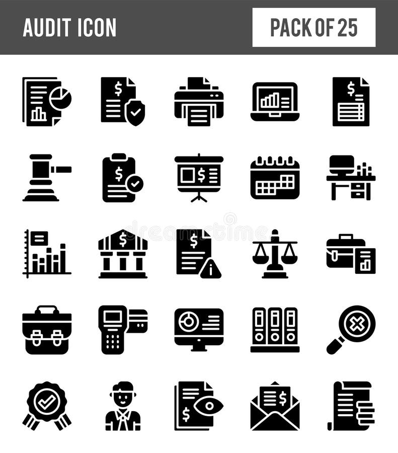 25 Audit Glyph Icon Pack. Vector Illustration Stock Vector ...