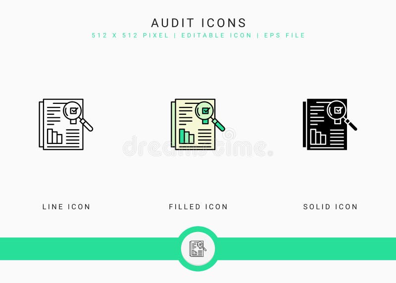 Audit Icons Set Vector Illustration with Solid Icon Line Style ...