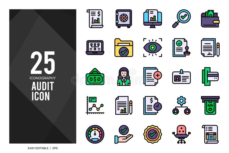 25 Audit Lineal Color Icon Pack. Vector Illustration Stock Vector ...