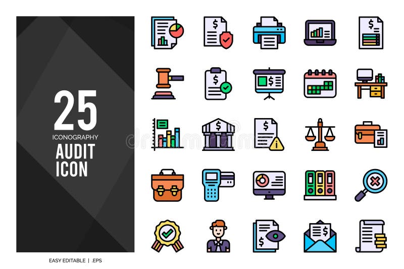 25 Audit Lineal Color Icon Pack. Vector Illustration Stock Vector ...
