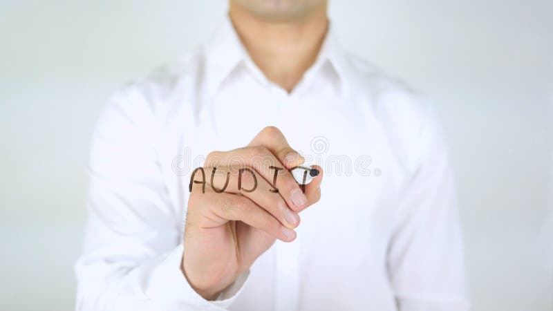 Audit, Man Writing on Glass, Handwritten Stock Image - Image of ...