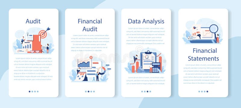 Audit Mobile Application Banner Set. Business Operation Research and ...