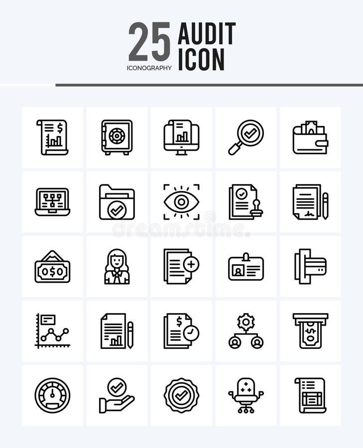 25 Audit Outline Icons Pack Vector Illustration Stock Vector ...