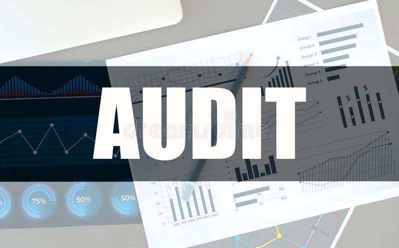 AUDIT Text on Sticker on Diagram with Magnifier and Calculator ...