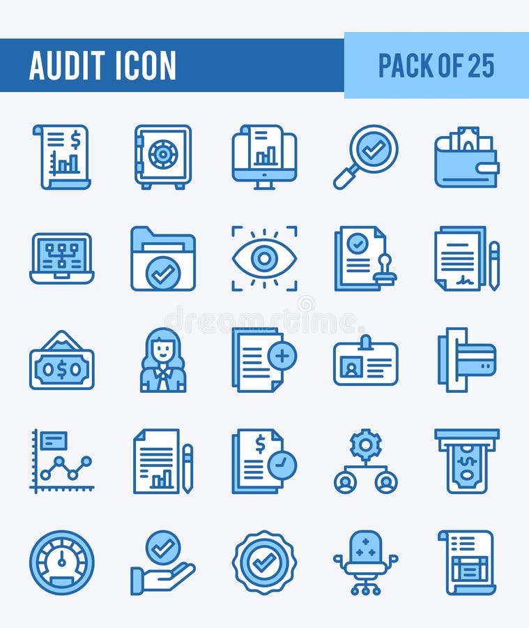 25 Audit. Two Color Icons Pack. Vector Illustration Stock Vector ...