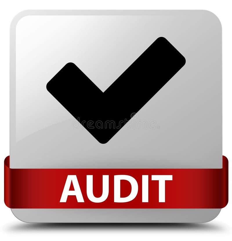Audit (validate Icon) White Square Button Red Ribbon in Middle Stock ...