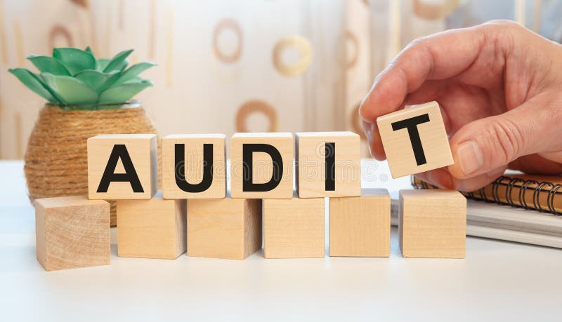 AUDIT - Word Written in Wooden Cube Stock Photo - Image of method ...