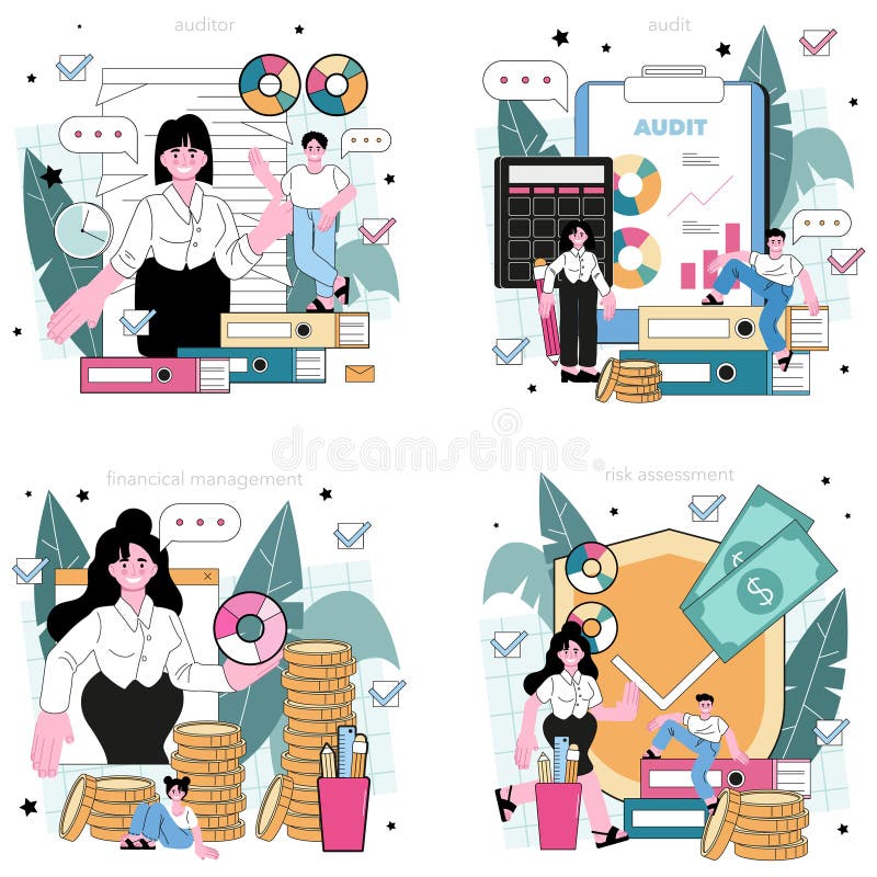 Auditor Concept Set. Business Assessment and Optimization Stock Vector ...