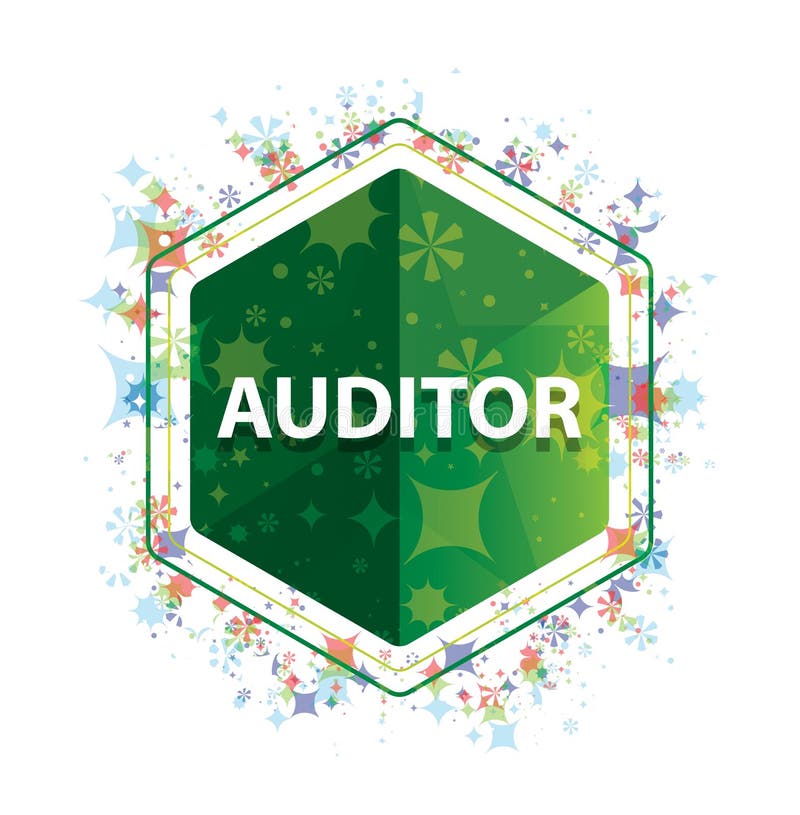 Auditor Floral Plants Pattern Green Hexagon Button Stock Illustration ...