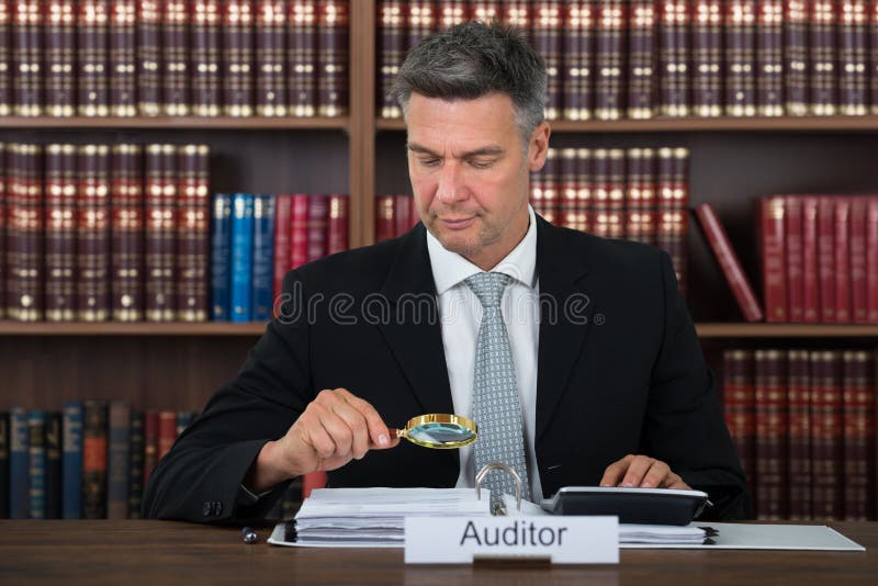 Auditor Scrutinizing Financial Documents Stock Photo - Image of adult ...