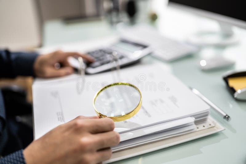 Auditor Using Magnifying Glass for Audit Stock Image - Image of account ...