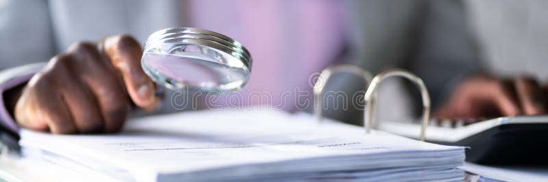 Auditor Using Magnifying Glass for Audit Stock Image - Image of copy ...