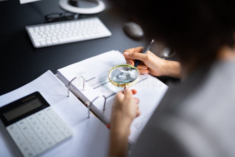 Auditor Using Magnifying Glass for Audit Stock Photo - Image of detect ...
