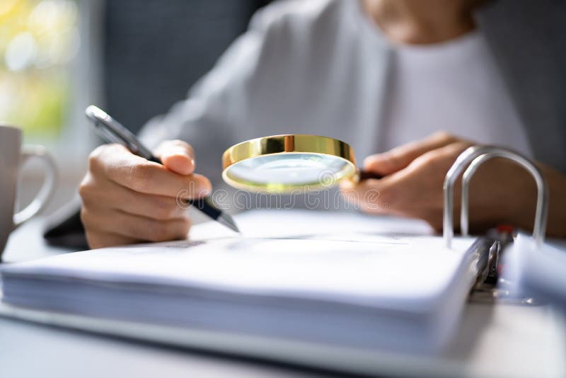 Auditor Using Magnifying Glass for Audit Stock Image - Image of ...