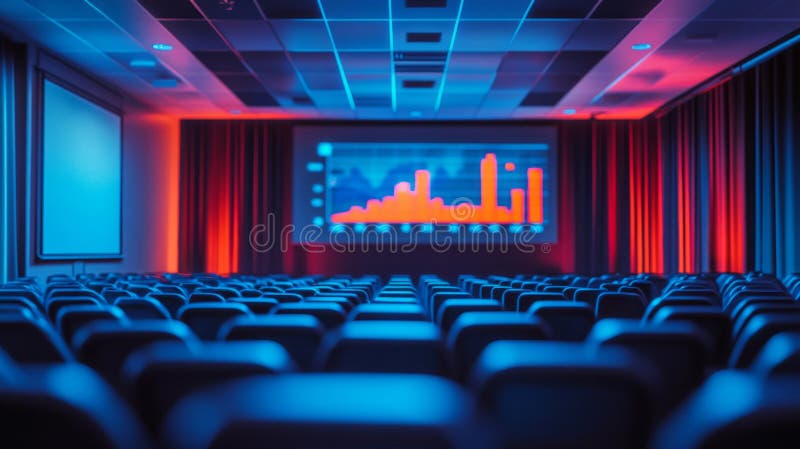 Auditorium Presentation Showing Financial Data Graph Stock Illustration ...