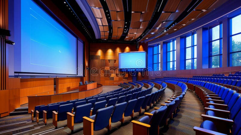 Auditorium Seating with Two Screens Stock Photo - Image of meeting ...