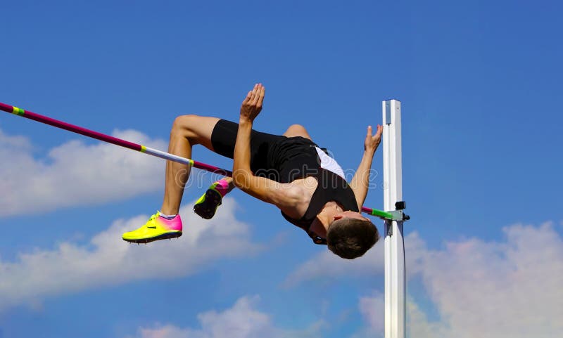Auf dem Hochsprung redaktionelles bild. Bild von athletik - 130455900
