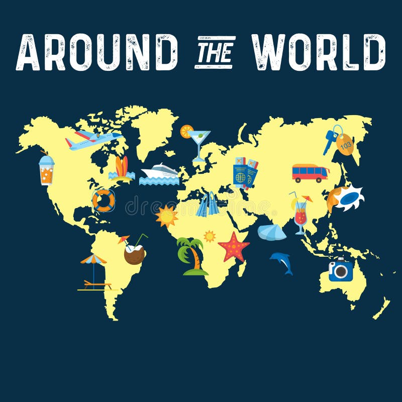 Auf Der Ganzen Welt Flaches Plakat Vektor Abbildung - Illustration von ...