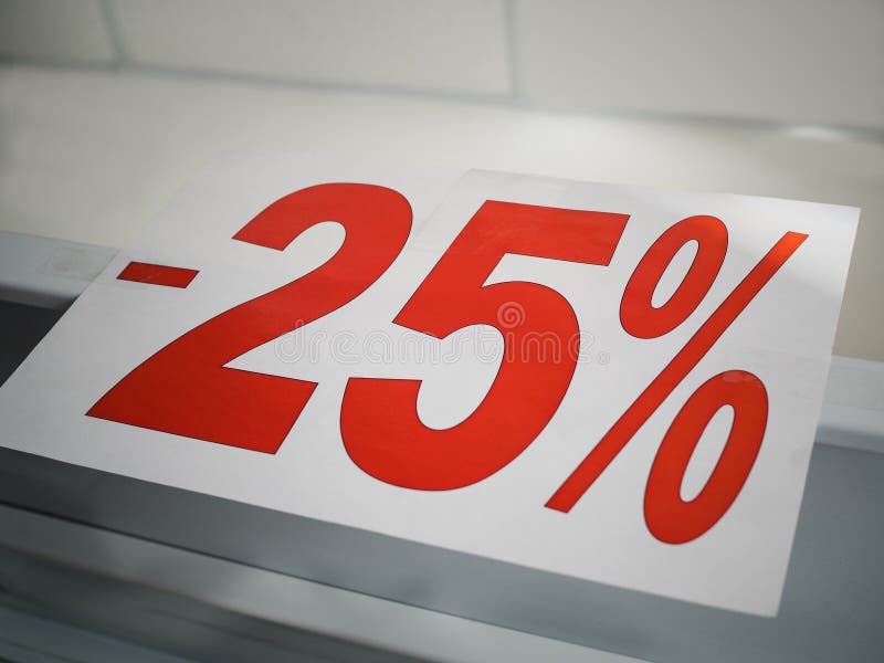 Aufkleber Auf Dem Gegen-Rabatt -25% Stockbild - Bild von fünf, text ...