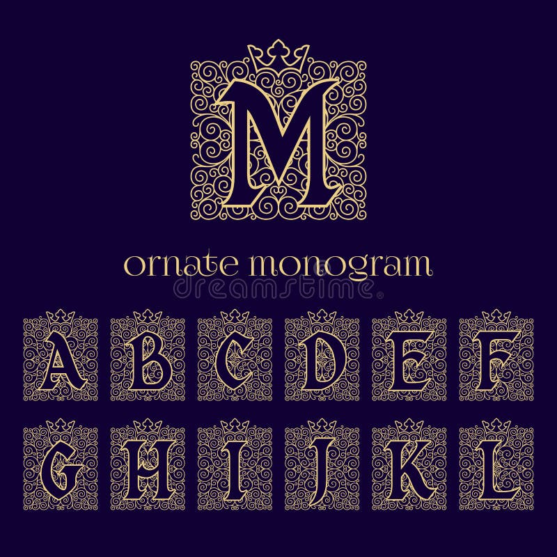 Aufwändige Monogramme Mit Krone Vektor Abbildung - Illustration von ...