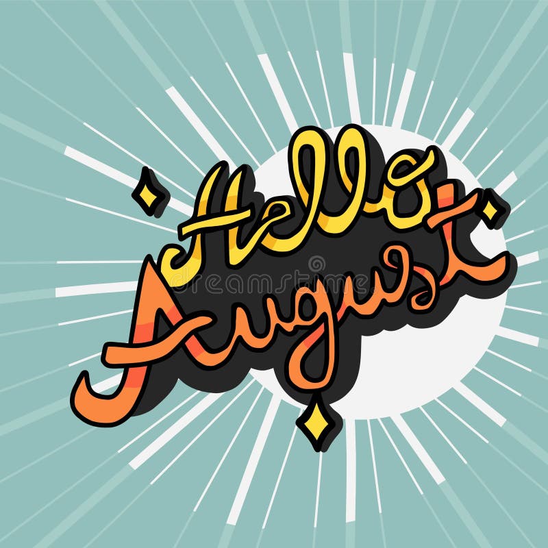 August Word Text Typography Pink Design Icon Stock Vector ...