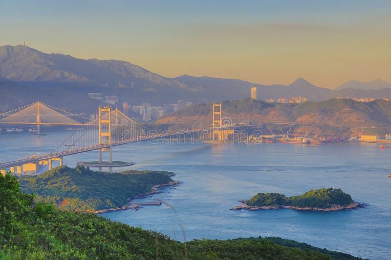 A Tsing Ma Bridge in Hong Kong at Night 4 Aug 2013 Stock Photo - Image ...
