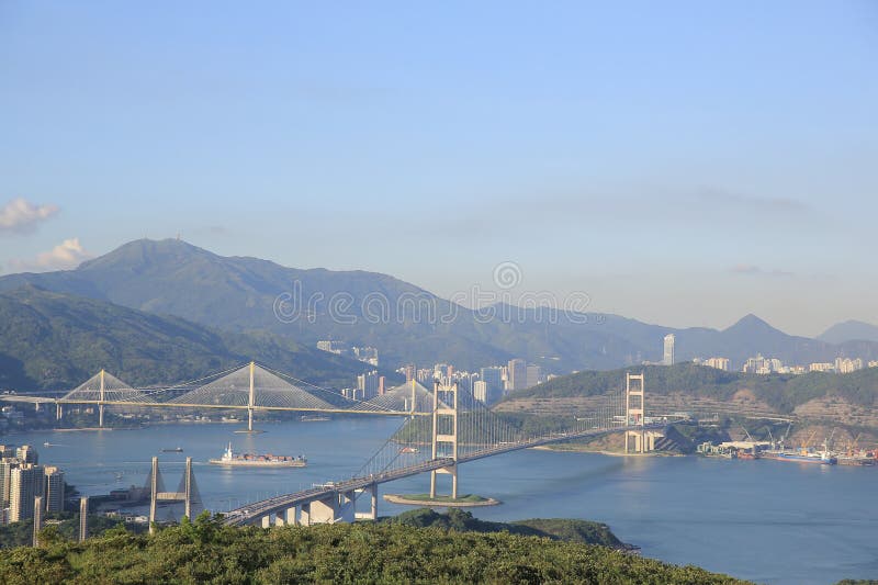 A Tsing Ma Bridge in Hong Kong at Night 4 Aug 2013 Stock Image - Image ...