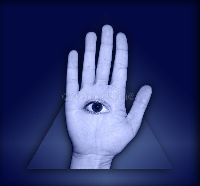 Auge in der Hand stock abbildung. Illustration von symbol - 2075077