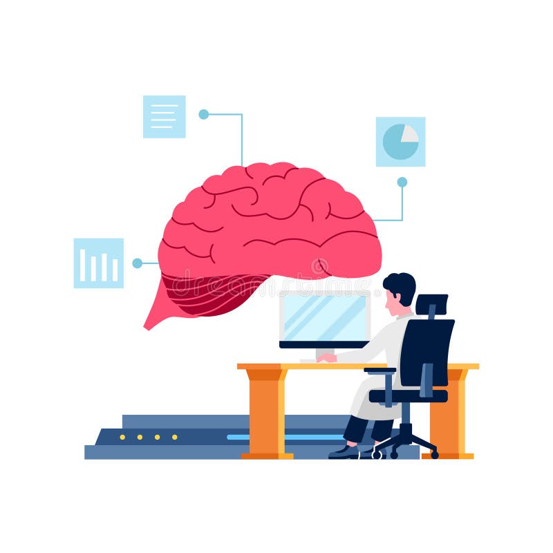 Augmented Brain Artificial Intelligence Thinking Interactive with Engineer Programming from Desk ...