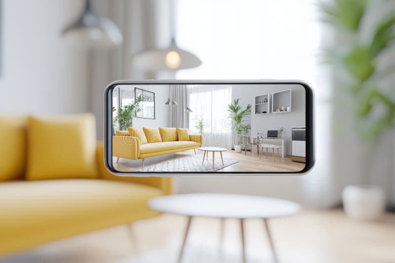 Augmented Reality App Displaying Furniture Placement in Modern Living ...