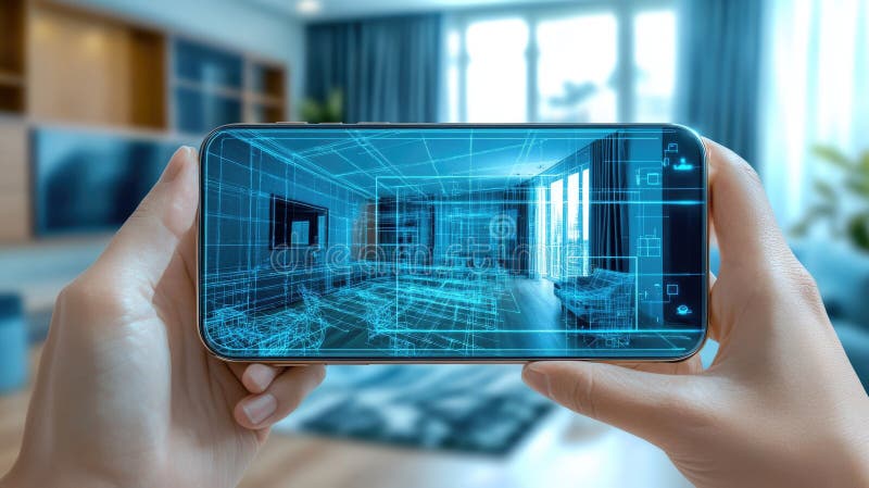 Augmented Reality App Displaying Virtual Home Design Smartphone Screen ...